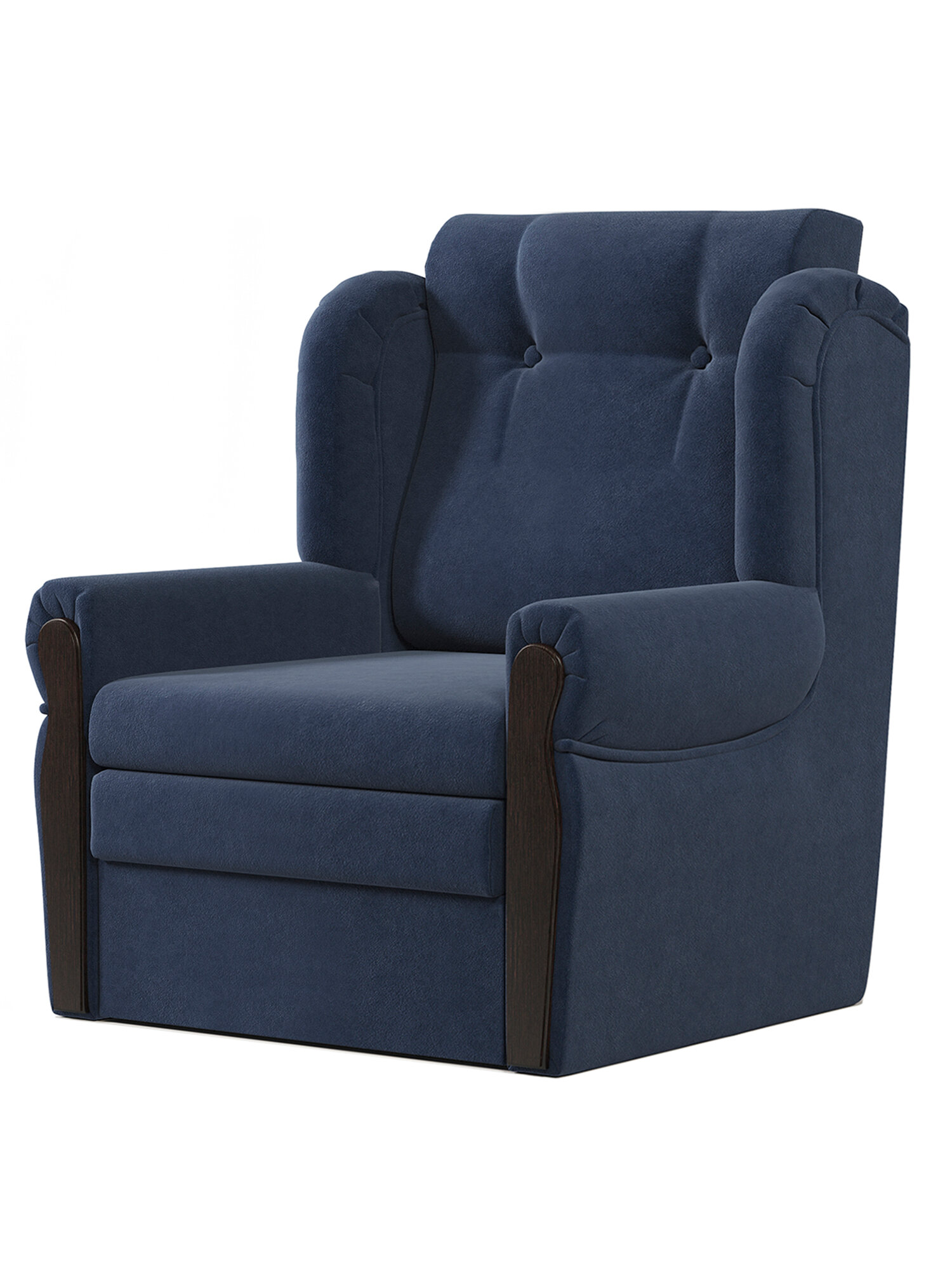 Кресло-кровать Шарм-Дизайн Классика М раскладное кресло в гостиную, с ящиком для белья, 62х190 см, велюр Ультра миднайт