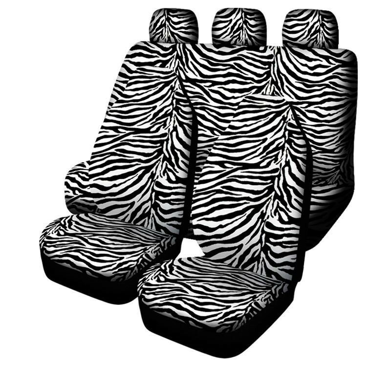 Накидка на автомобильное сиденье леопардовый принт универсальная из тканого материала для защиты салона черный зебра