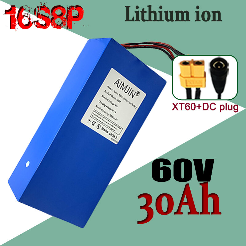 Батарея 60 В 30Ач 16S8P 3000 Вт 67,2 В литиевая батарея со встроенным мощным литий-ионным аккумулятором BMS
