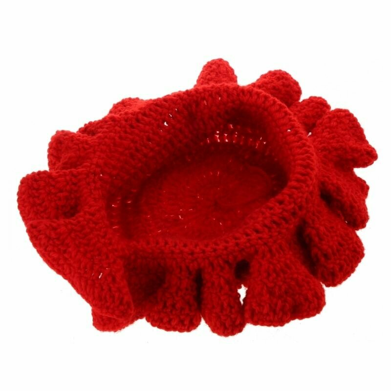 Кружевная шляпка ручной вязки hat-big red