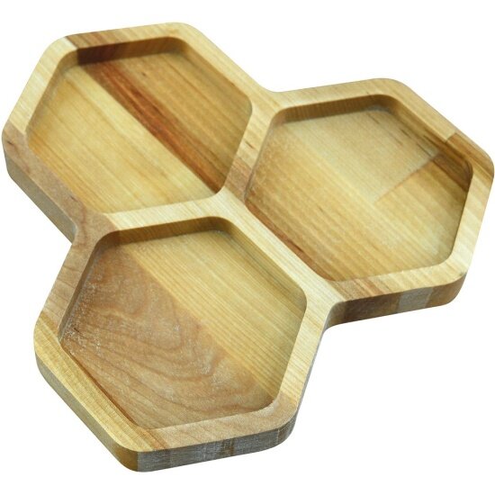 Менажница Мультидом "Соты" 3 секции, 18х18х1.8 см, дерево (МФ18-331)