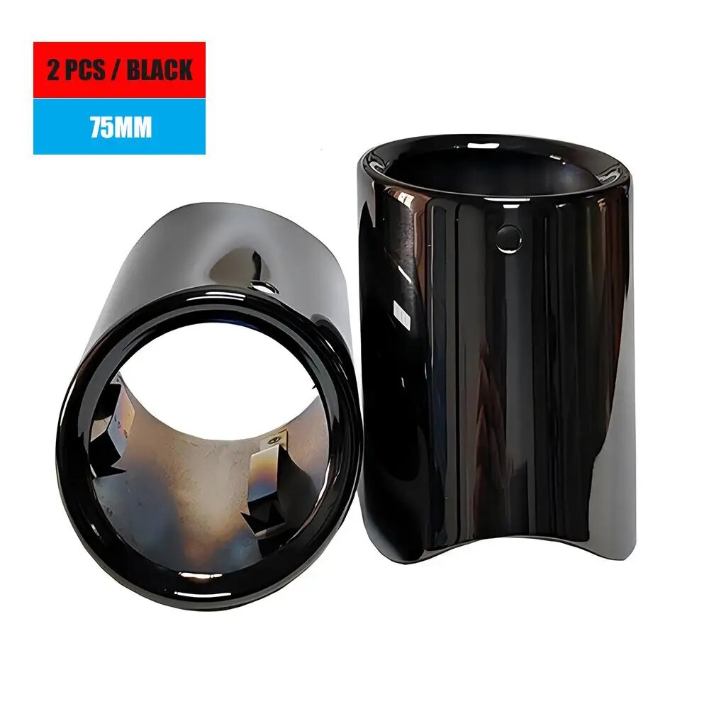 Черный наконечник глушителя подходит для BMW F10 F18 520i 523i 525i 528i E60 E61, насадка на глушитель из нержавеющей стали 2pcs BLACK