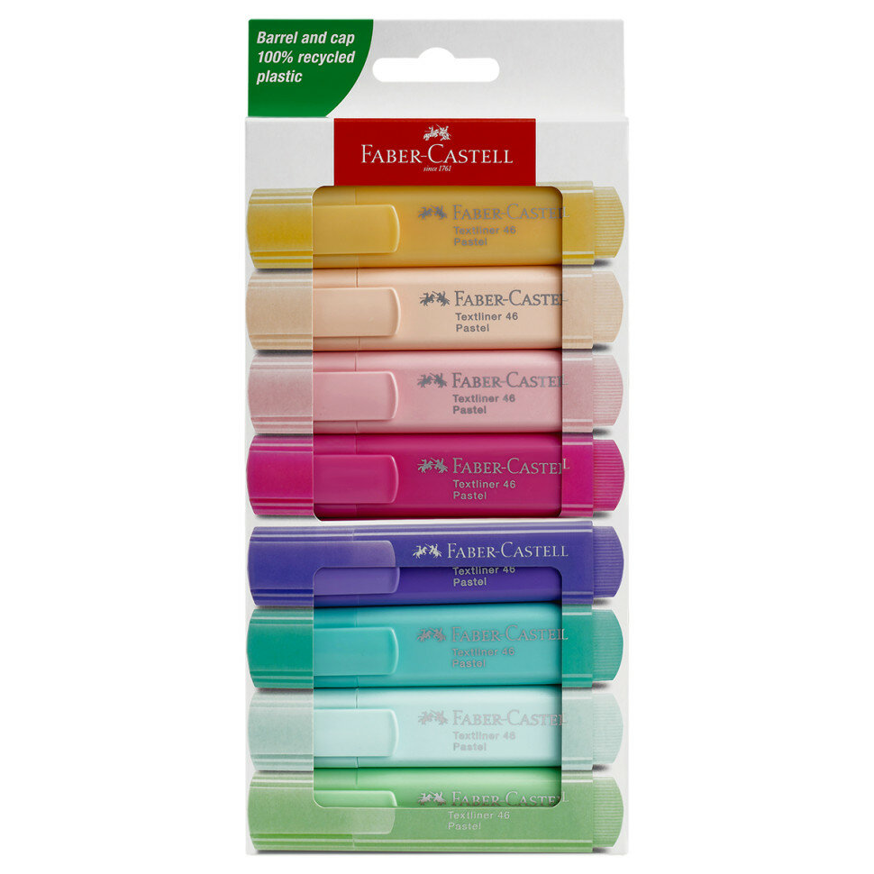 Набор текстовыделителей Faber-Castell "46 Pastel" 08 пастельных цв, 1-5мм, 379729