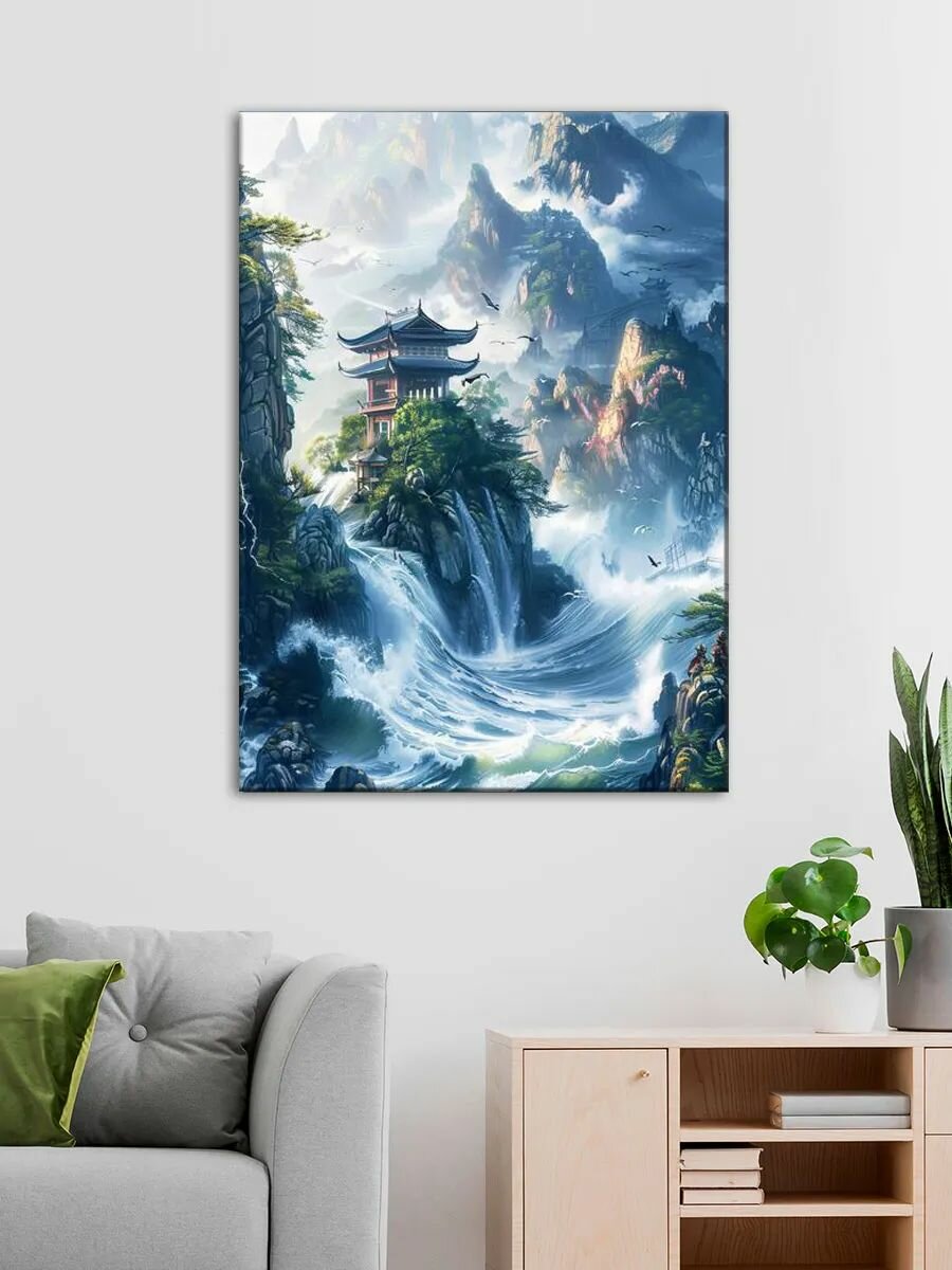 Картина на стену "Китайские домики", 50х70 см