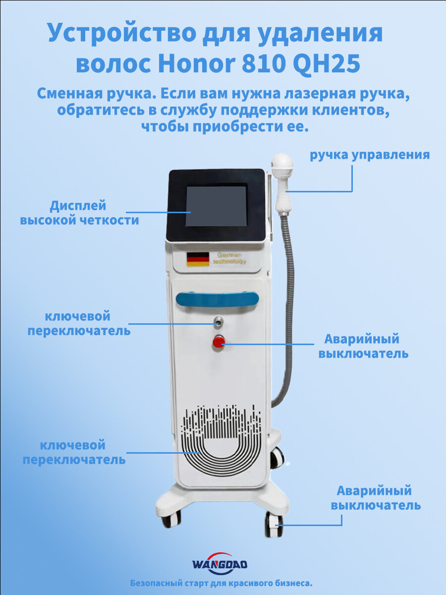 Диодный лазер для эпиляции Honor 810QH25 WANGDAO, аппарат для удаления волос, омоложения и осветления кожи