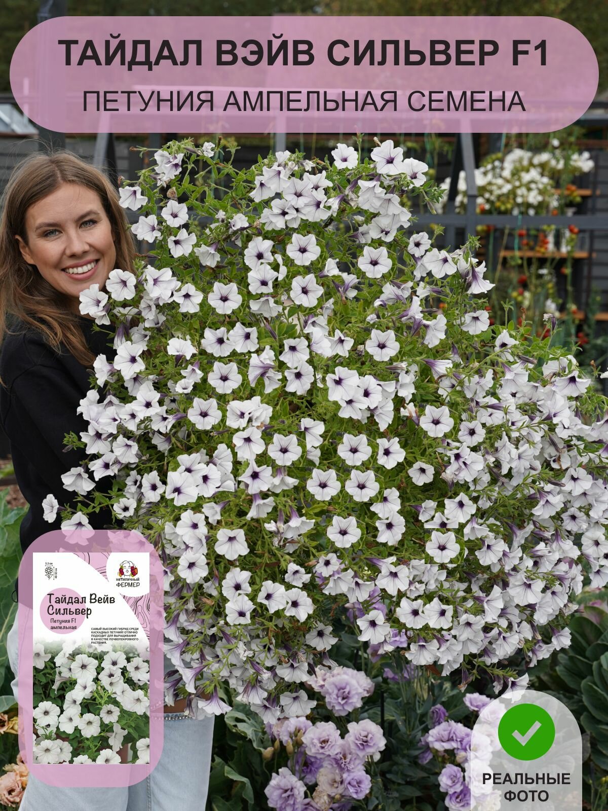 Семена петунии Нетипичный фермер Тайдал Вейв, ампельная, для балкона, террасы, 5 шт