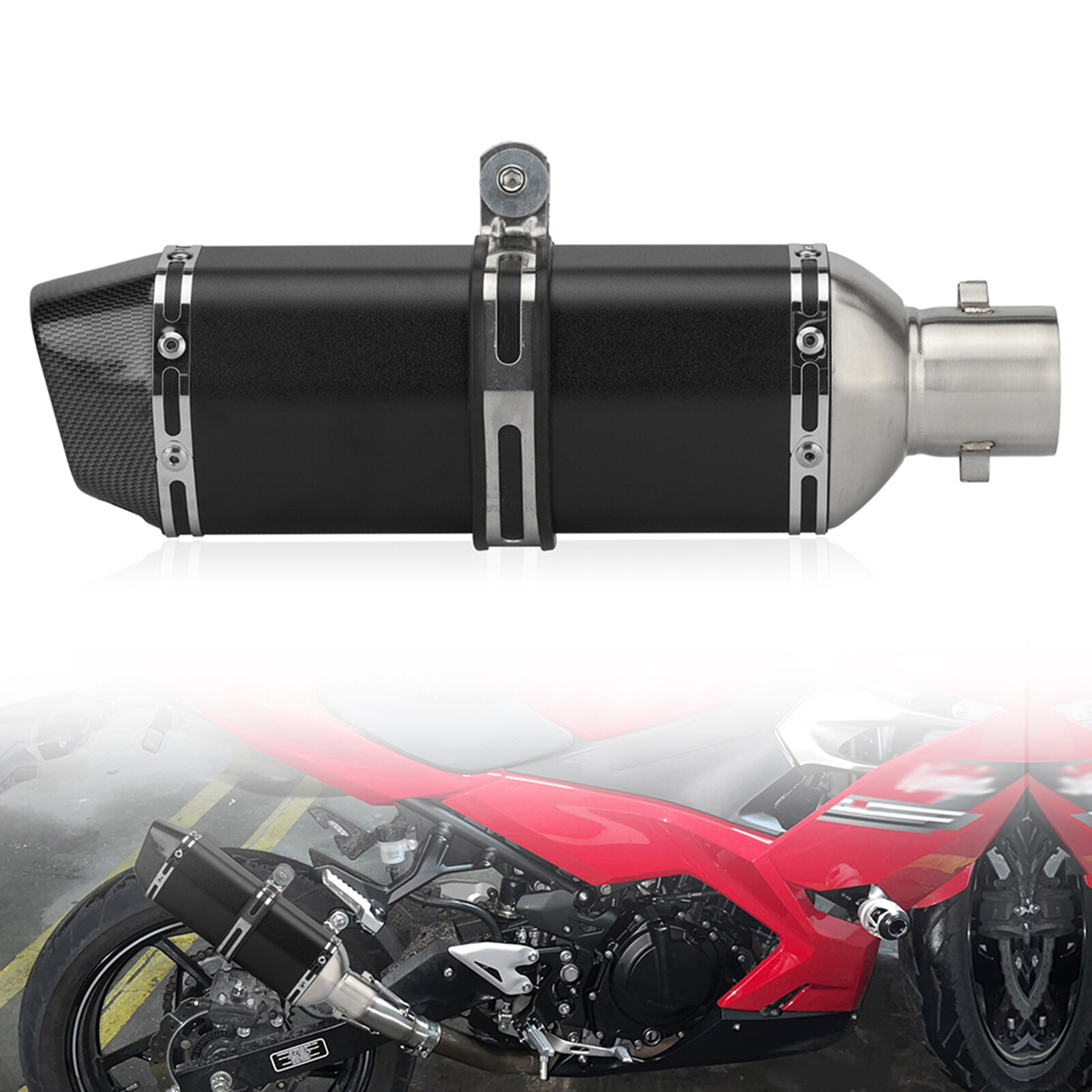 1.5-2" карбоновый глушитель Slip-On для мотоциклов/ATV (термостойкий)