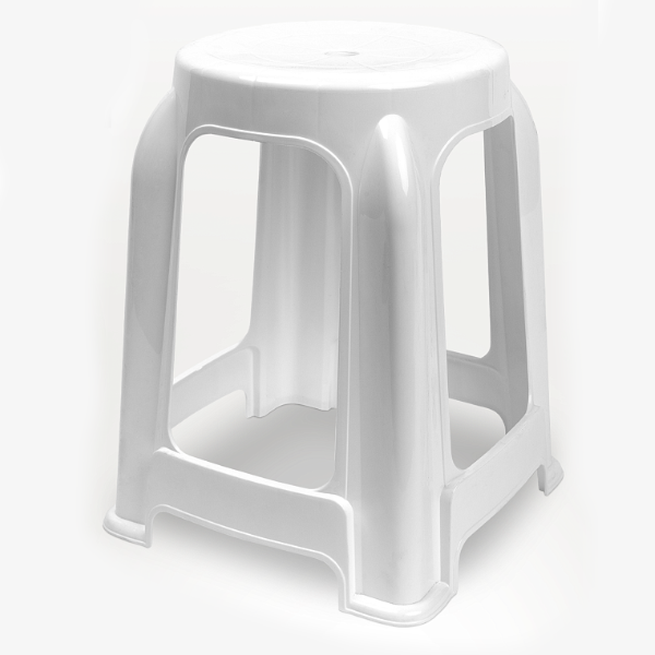 Табурет VERDE "DACHA" белый, грузоподъемность 140 кг, полипропилен, компактный и прочный