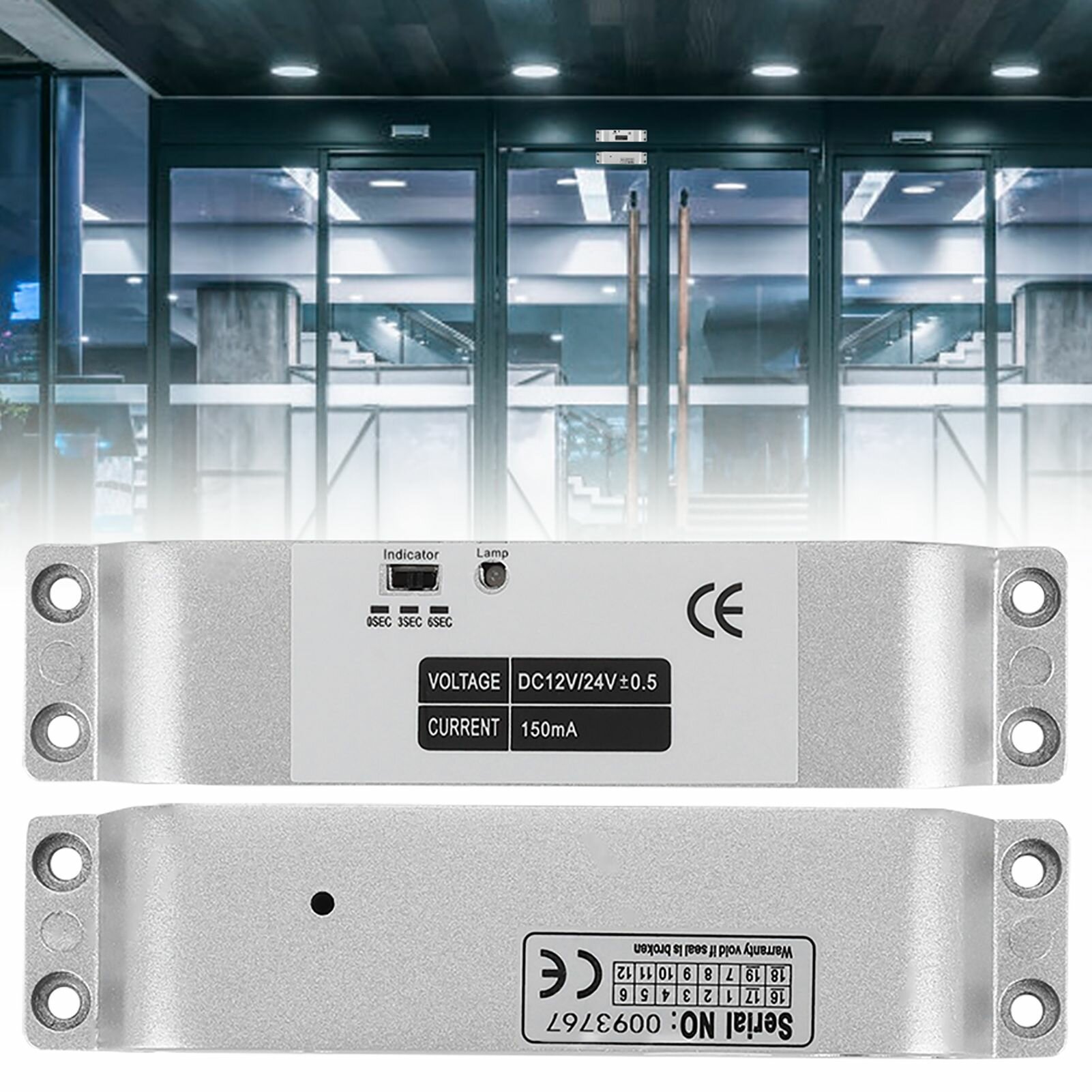 Электрический замок для двери с магнитной индукцией, 12 В, 1000 кг, с задержкой 0/3/6 с