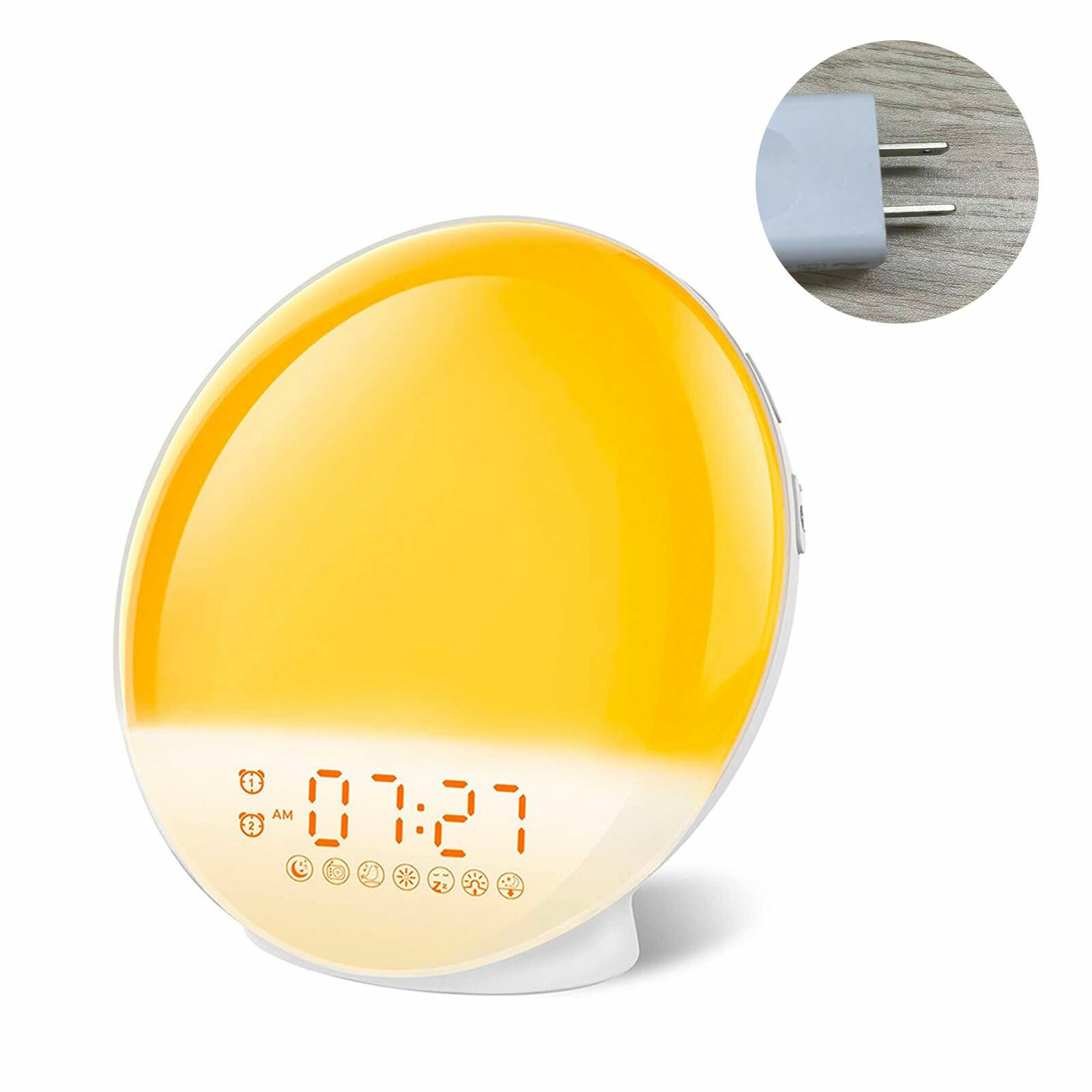Санрайз будильник с DualAlarms Wake-Up Light for Kids Ученическая комната спальня USB Зарядная порт натуральные звуки FM Радио