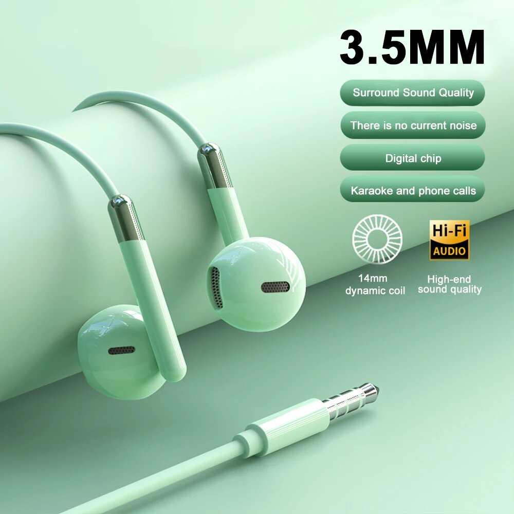 Проводные наушники USB C Hi-Fi для Samsung Galaxy iPhone 3.5mm Green