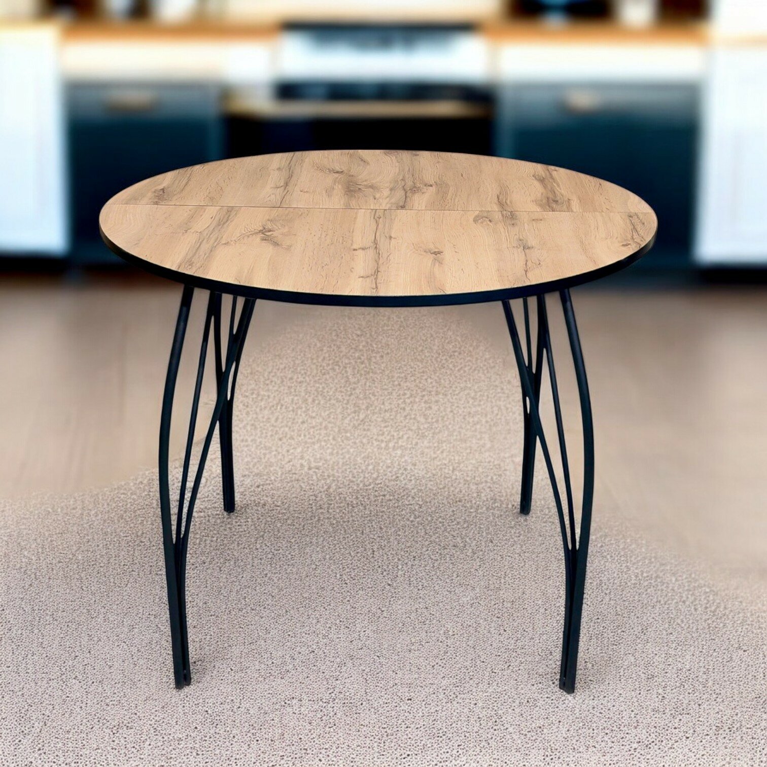 Стол кухонный , круглый, D 90-120х75 см, раздвижной, ЛДСП, металл