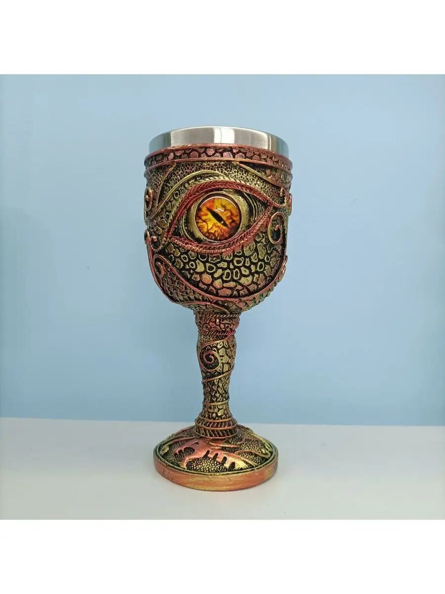 Бокал для вина "Глаз Дракона" Китобой, нержавеющая сталь, золотистый, 1 шт.