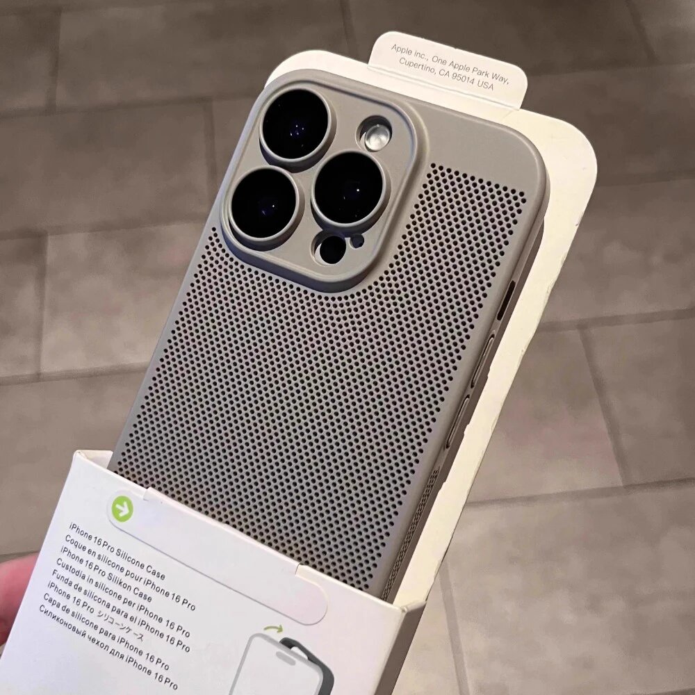 Новый сотовый чехол для телефона с рассеиванием тепла для iPhone 16, Белый, Gray, For iPhone 16 Pro