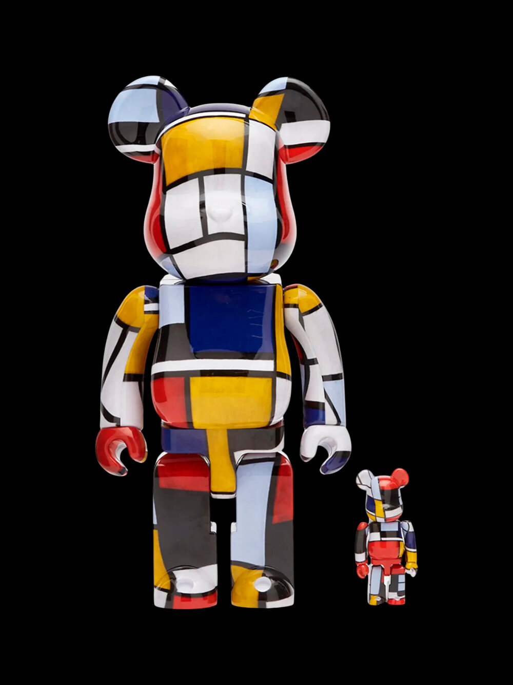 Коллекционная оригинальная фигура Bearbrick Pier Mondrian 400% 100% / 28 см высота / ABS пластик / Medicom Toy