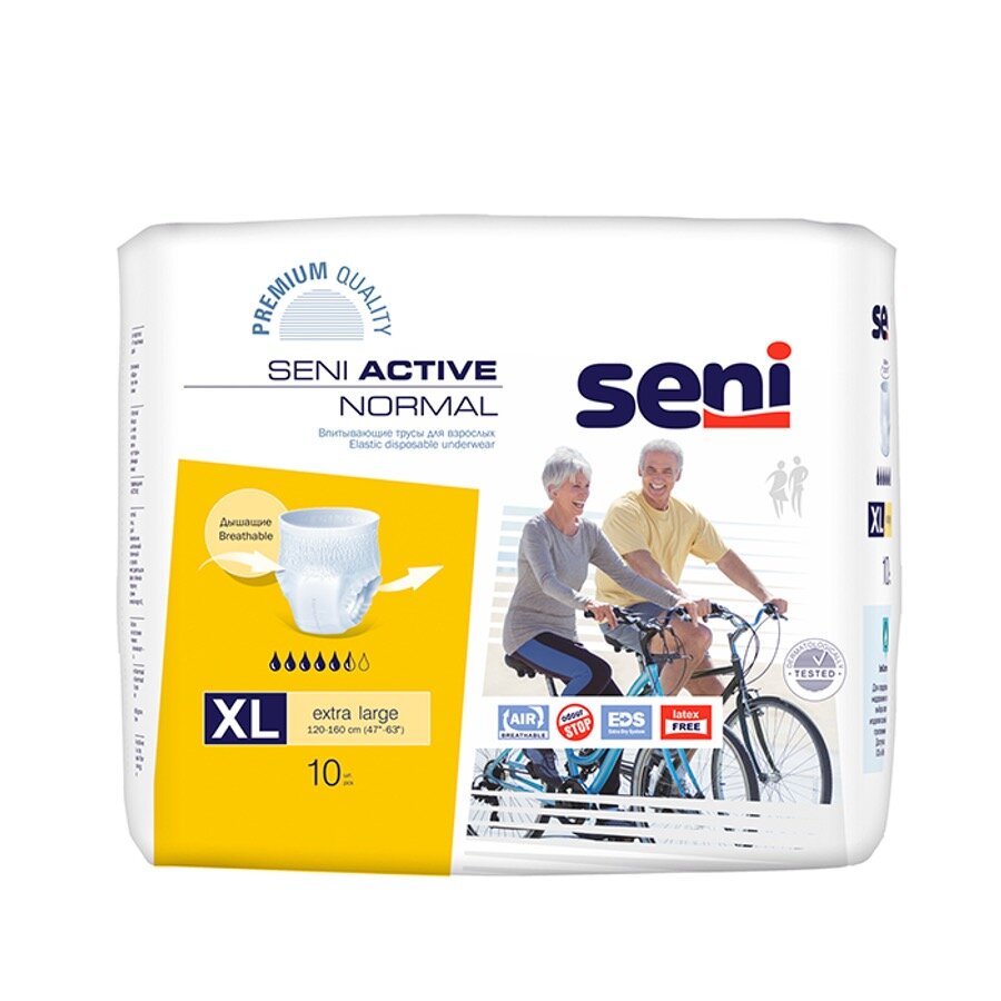 Подгузники-трусы Seni Active Normal Extra Large (№4), объем талии 120-160 см, 10 шт.
