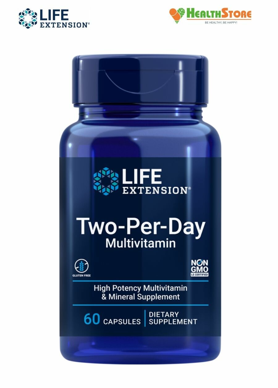 Life Extension Two-Per-Day Muitivitamin 60 капсул мультивитамины для приема два раза в день лайф экстеншн витамины