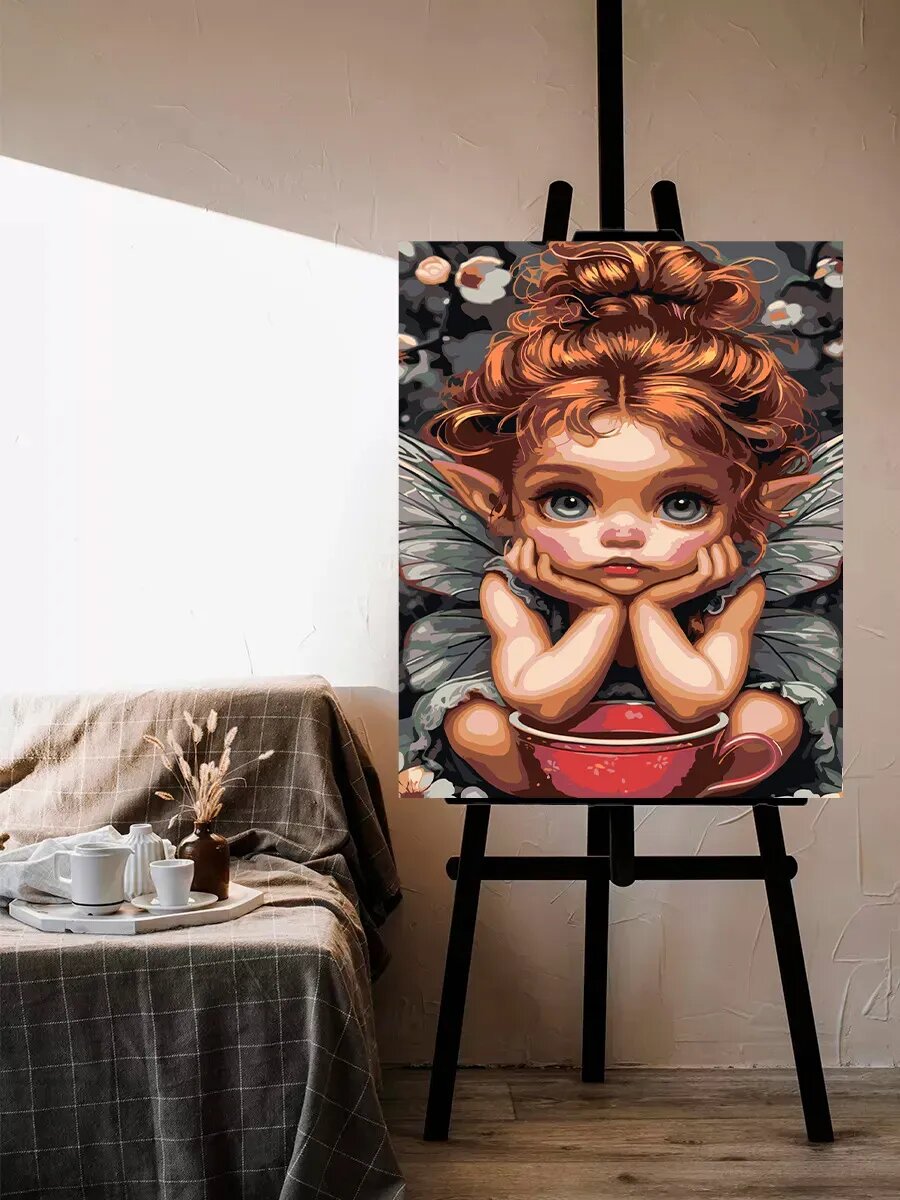 Картина по номерам Мультяшная Девочка Фея с Крыльями