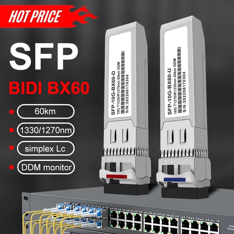 FB-LINK 10G SFP+ BX60 60KM Одноволоконный модуль 1pair 1270nm-1330nm