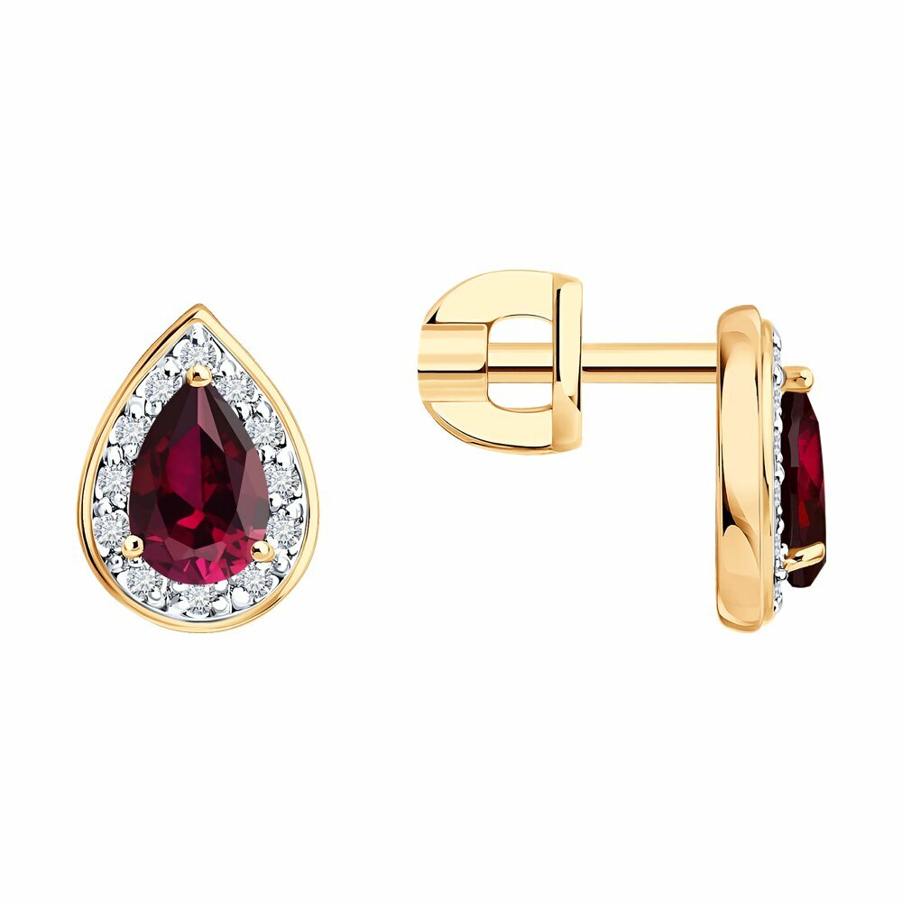 Серьги, красное золото, 585 проба