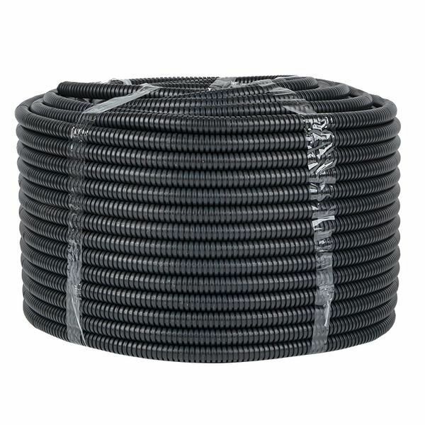 Труба гофрированная d16мм с протяжкой безгалоген. трудногорючая (FRHF) черн. (уп.100м) Plast EKF FRHF-16