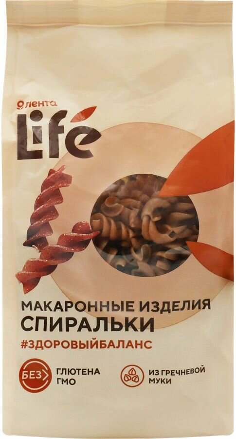 Макароны безглютеновые LIFE Спиральки, из гречневой муки с добавлением амарантовой муки, 250г x 3 упаковки
