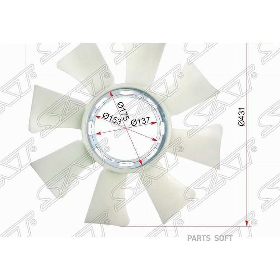 Крыльчатка Kia Sorento 06-09 / Hyundai Grand Starex 07-22 от официального дистрибьютора, SAT, артикул ST2526142920