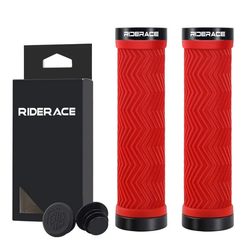 Ручки на руль Riderace MTB красные, резиновые