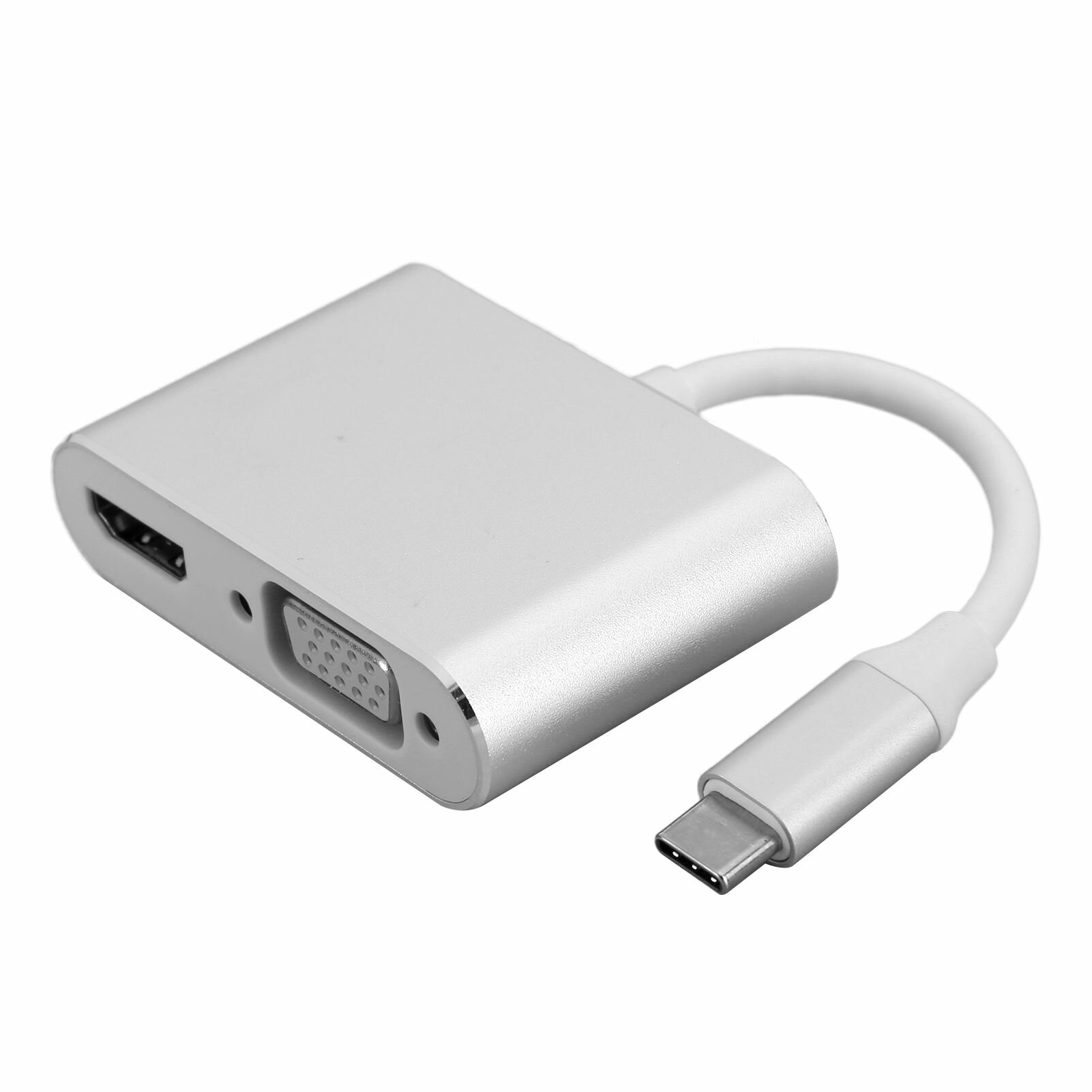 Адаптер Type-C Hub к VGA/HDMI/DVI/DP (серебро)