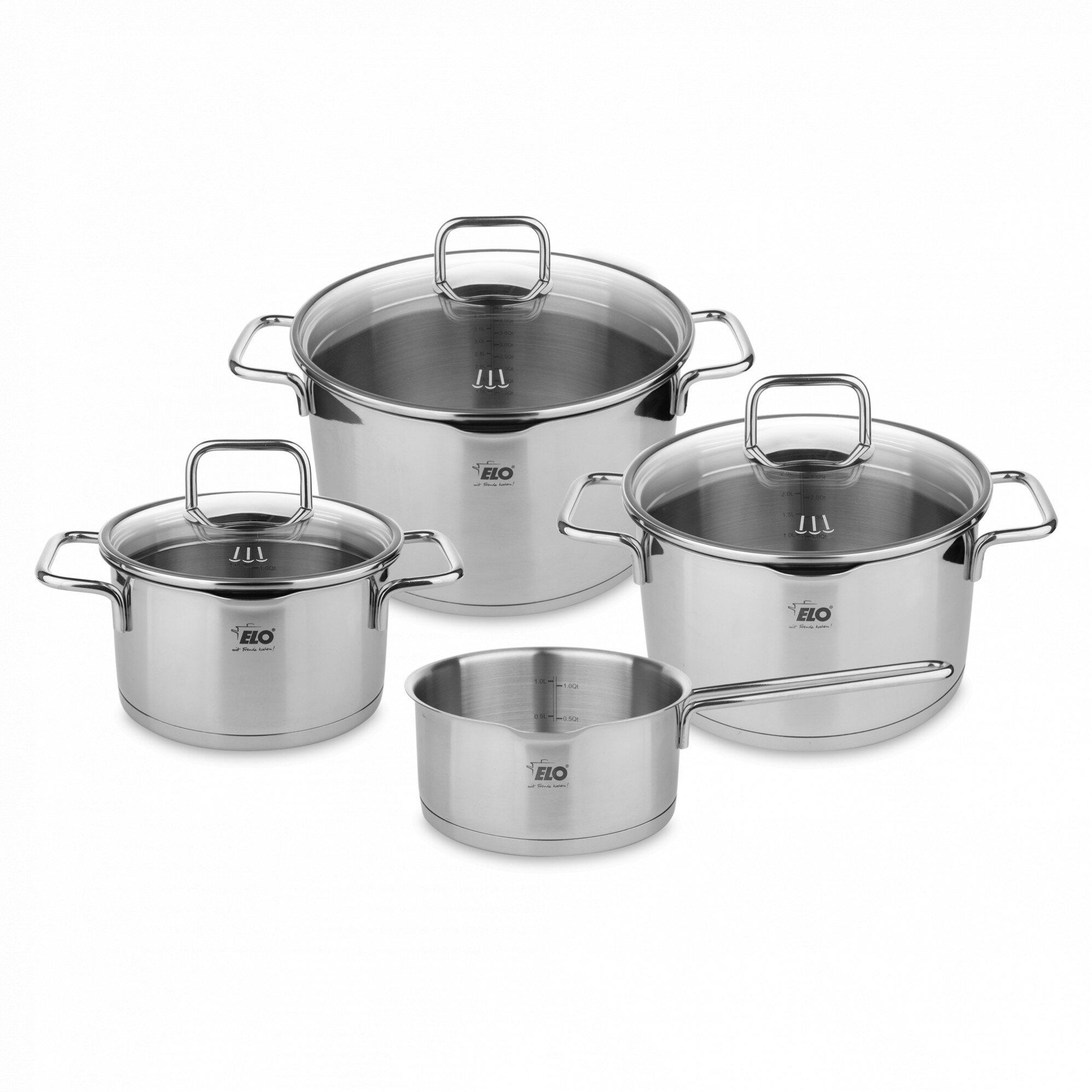 Набор посуды 7 предметов: 3 кастрюли, 1 ковш, 3 стеклянные крышки 72404 Smart Steam