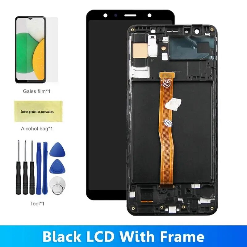 A750 Экран дисплея с рамкой, для Samsung Galaxy A7 2018 A750 A750F ЖК-дисплей с дигитайзером сенсорного экрана в сборе Замена Black With Frame