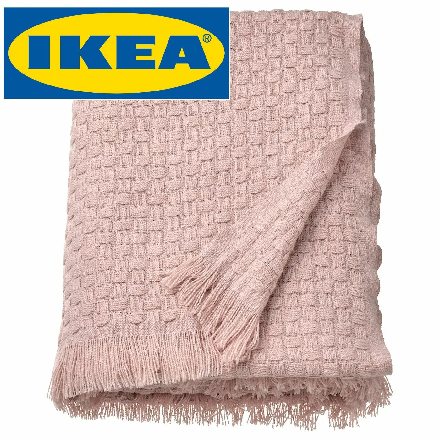 Плед вязаный "IKEA", 170x130 см - Ультрамягкий, нежный бежевый. Универсальный плед-покрывало для дома, отдыха и релаксации