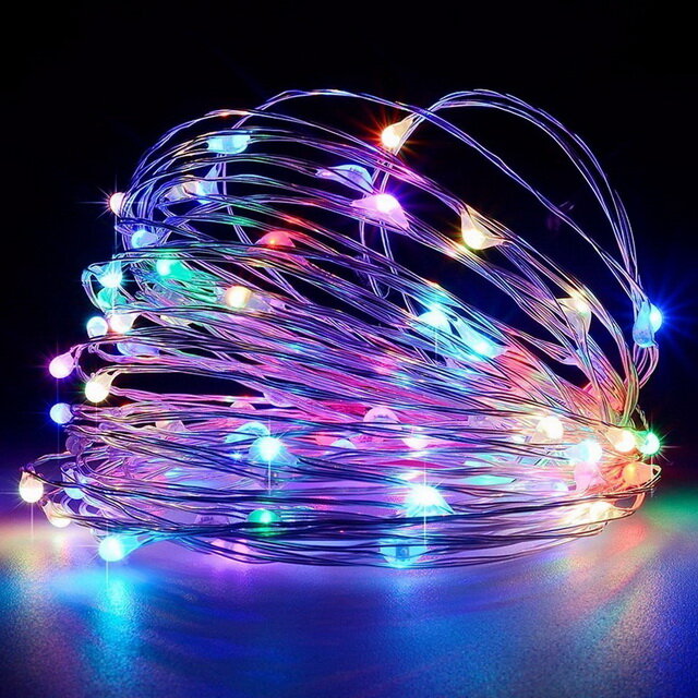 Светодиодная гирлянда Роса Пастель 120 разноцветных RGB мини LED ламп 12 м, серебряная проволока, IP44, Snowhouse, LDMS120-RGB