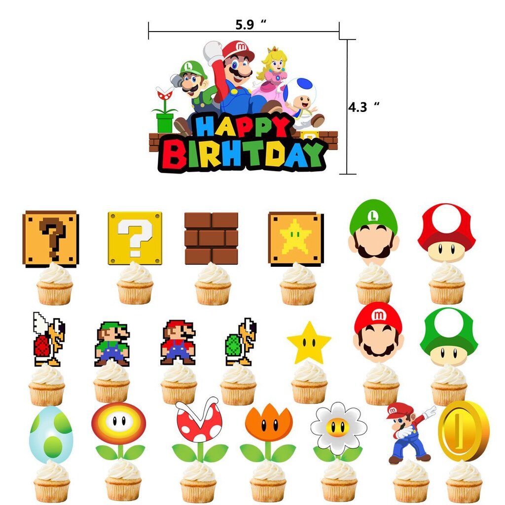 Joyful super mario birthday decor increase party atmosphere promote friendship topper