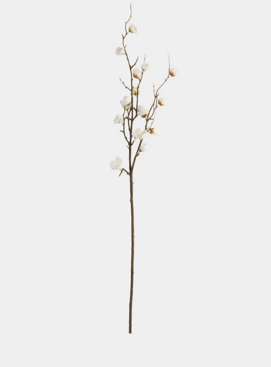 Ветка декоративная, 80 см, полиэстер/металл, Белые цветы, Interior spring