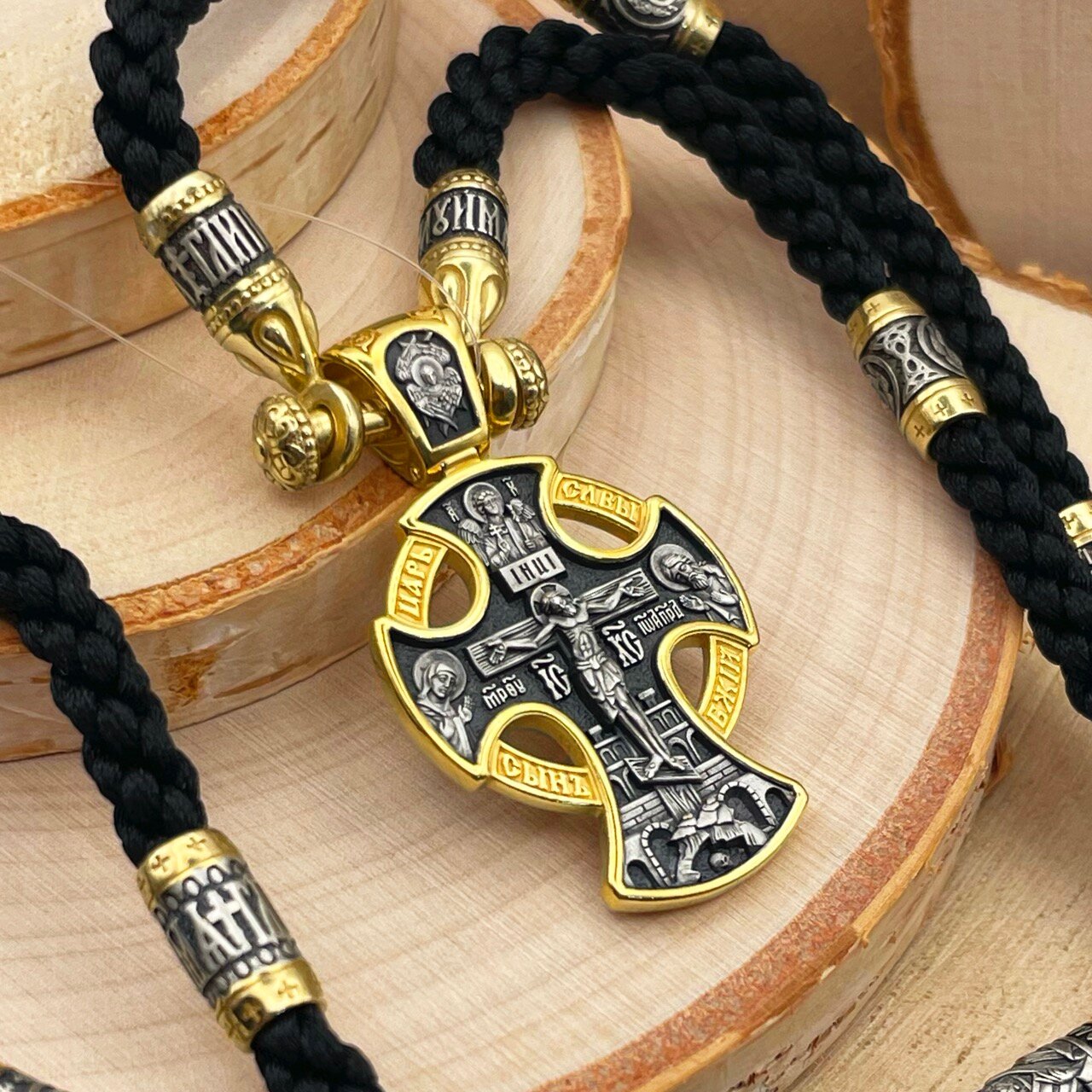 Комплект украшений, серебро, 925 проба, золочение, оксидирование, чернение