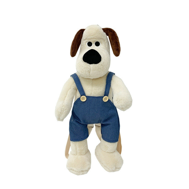 Adorable plush dog bag with storage compartment and lightweight construction for casual wear