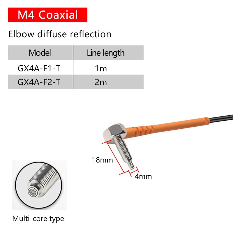 Оптоволоконный датчик M4 1M, GX4A-F-T