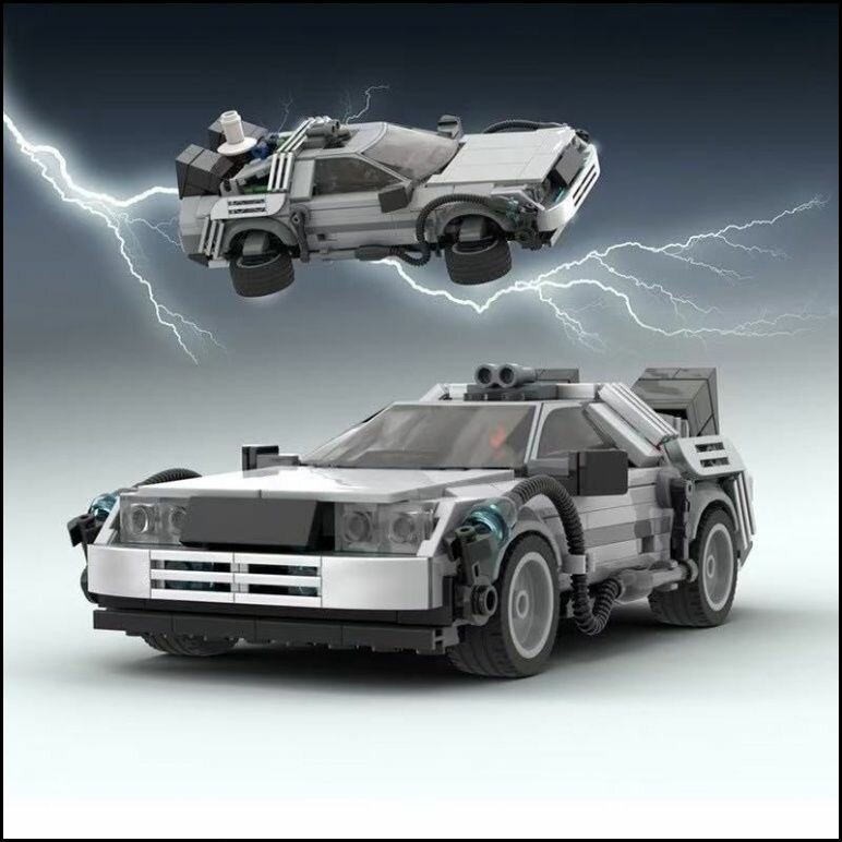 Эксклюзивный конструктор MOC108607 Делorean Time Machine, 428 деталей для детей, модель 12 на 6.8 на 4.8 см