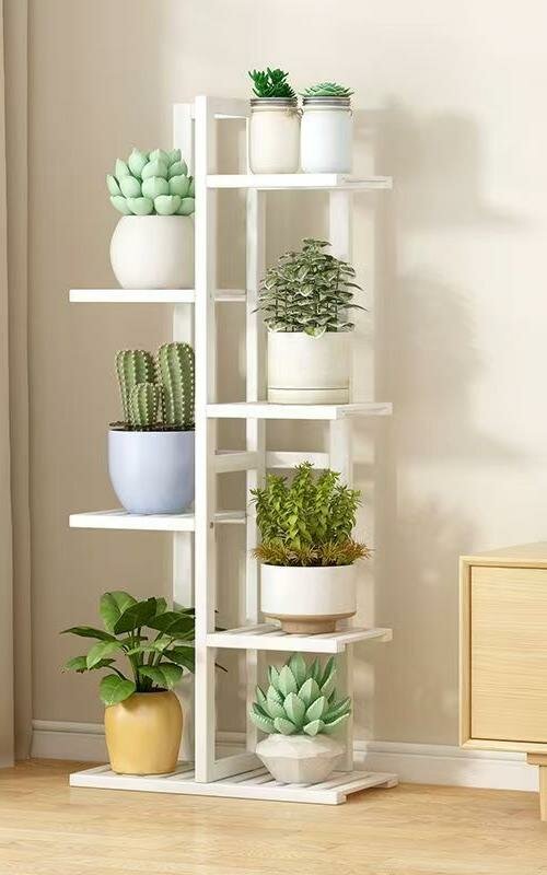 Подставка для цветов напольная многоярусная бамбуковая для дома балкона сада