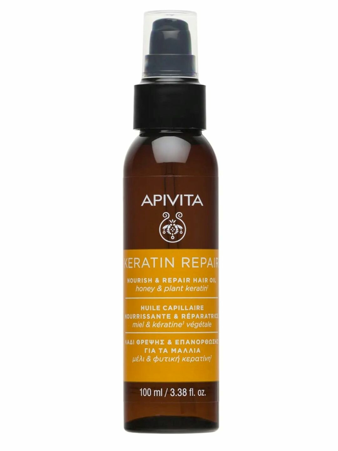 Апивита Питательное и восстанавливающее масло для волос с медом и растительным кератином, 100 мл | APIVITA Hair Oil