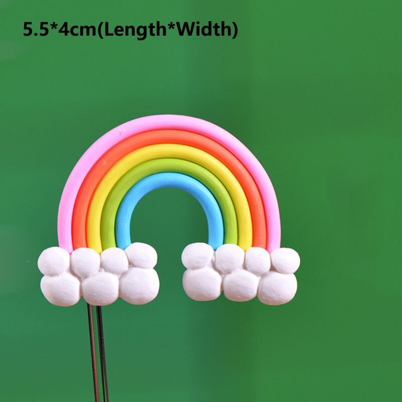 Мягкая глина, радужные садовые украшения в пасторальном стиле, пять цветов радуги