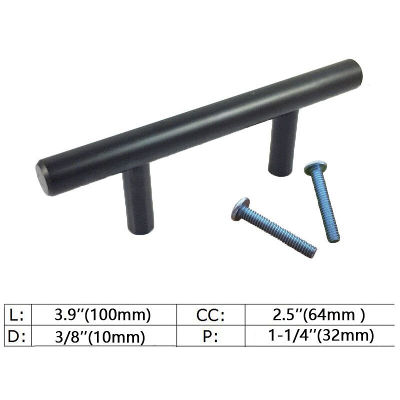 Ручка для ящика timeless hardware t bar из нержавеющей стали, черный, 3,9 дюйма