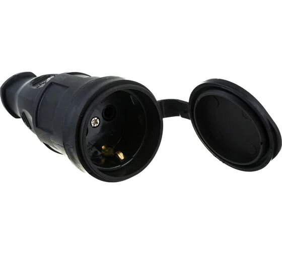 Разъем штепсельный 1х16А 2P+PE 220-240В IP44 с заглушкой каучук LEZARD 106-0400-0102/102