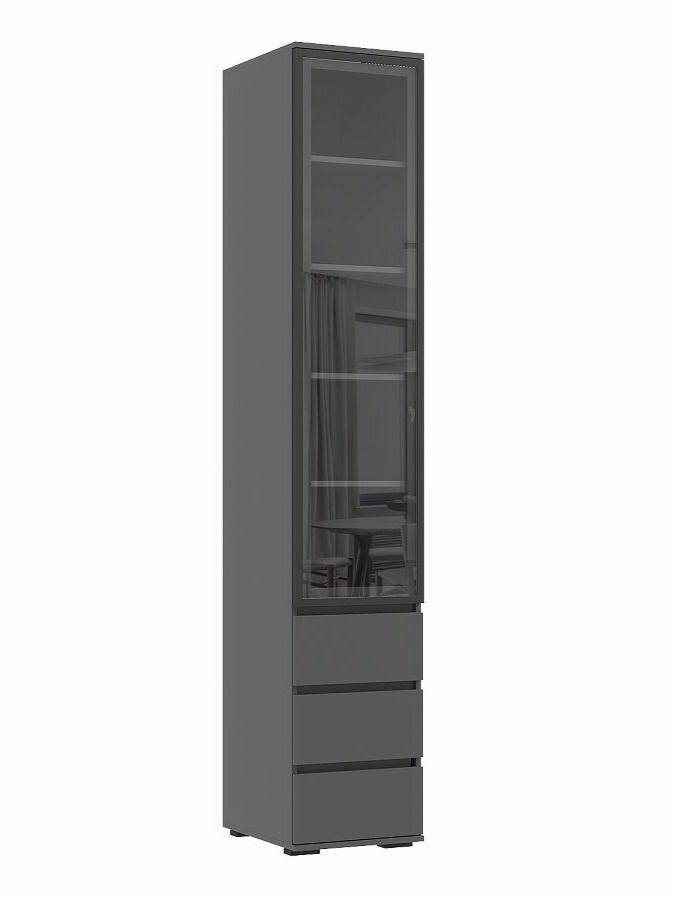 Норд Пенал-стекло 40 см. с ящиками Графит