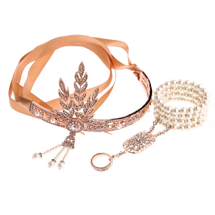 Набор аксессуаров в стиле Гэтсби, Rose gold