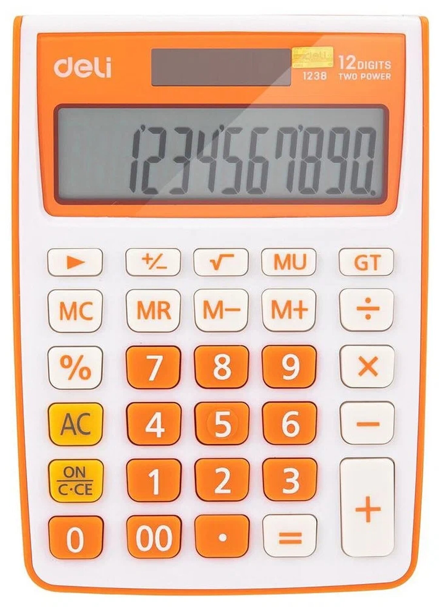 Калькулятор Deli E1238/OR, монохромный, 12-разрядный, оранжевый