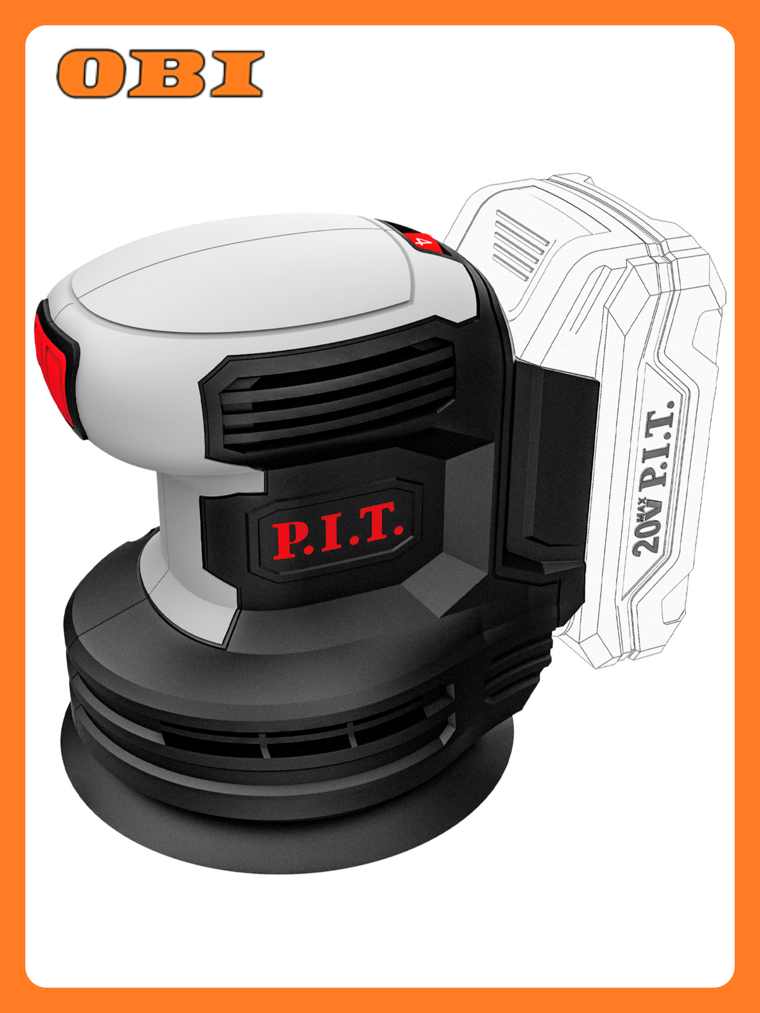 Шлифмашина орбитальная аккумуляторная P.I.T. PDS20H-125A SOLO 20В, 125мм