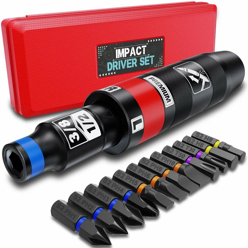 Ударная отвертка с набором бит 13 шт