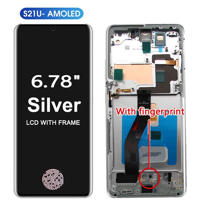 Новый AMOLED-дисплей для Samsung Galaxy S21 Ultra 5G SM-G9980 G998B, ЖК-дисплей, AMOLED Silver Frame